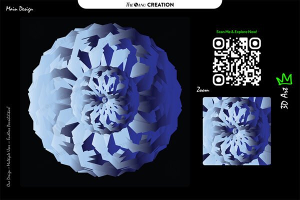 Crystal Bloom Spiral – Futuristic 3D Abstract Design – The Sanu Creation