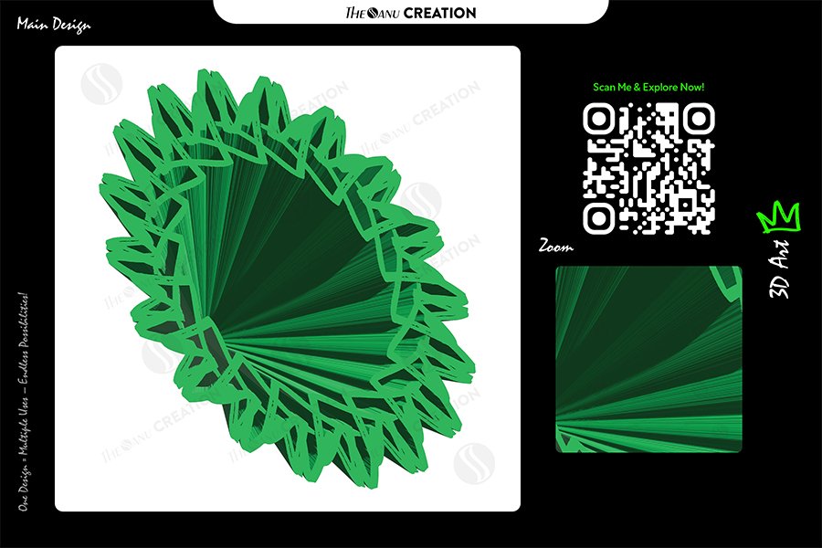 Green Radial Spike Flow – 3D Abstract Vector Design – The Sanu Creation
