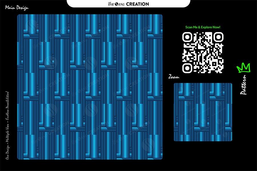 Neon Grid Weave – Metallic Blue Pattern – The Sanu Creation